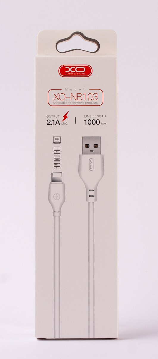 USB cable XO Lightning (NB103) Bell 1m белый. Аксессуары оптом в Украине USB cable XO Lightning ...